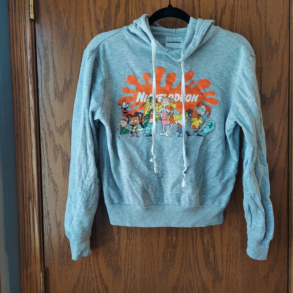 Nickelodeon | Tops | Nickelodeon Orange Splat Light Gray Hoodie Cartoon ...